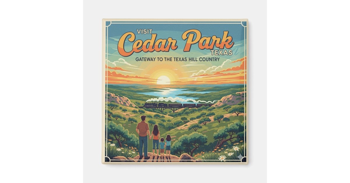 Cedar Park, Texas Vintage Travel Poster Magnet | Zazzle
