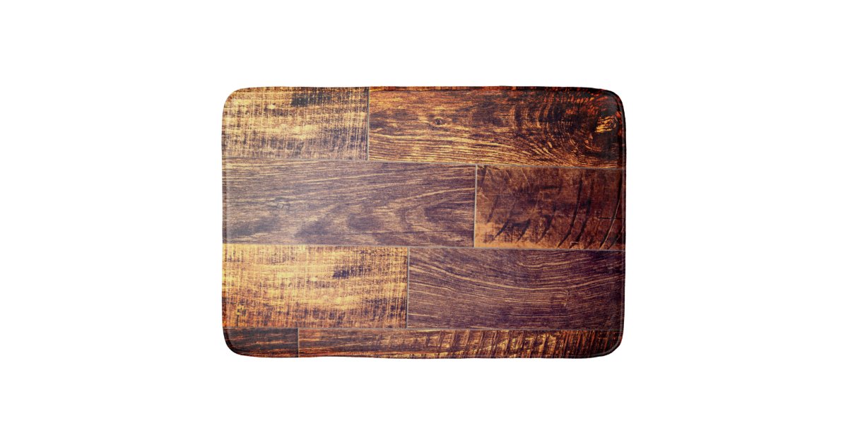Cedar Planks | rustic wood grain pattern Bath Mat | Zazzle