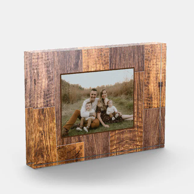 Cedar Planks | rustic wood grain pattern Photo Block | Zazzle