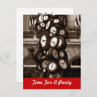 Celebrate Clocks Clock Time For A Party Invitation | Zazzle