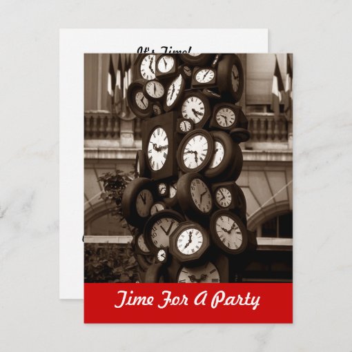 Celebrate Clocks Clock Time For A Party Invitation | Zazzle