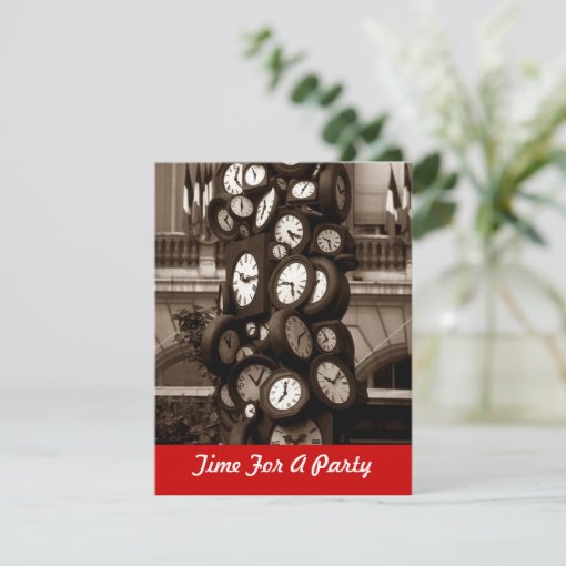 Celebrate Clocks Clock Time For A Party Invitation | Zazzle