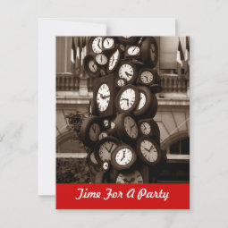 Celebrate Clocks Clock Time For A Party Invitation | Zazzle
