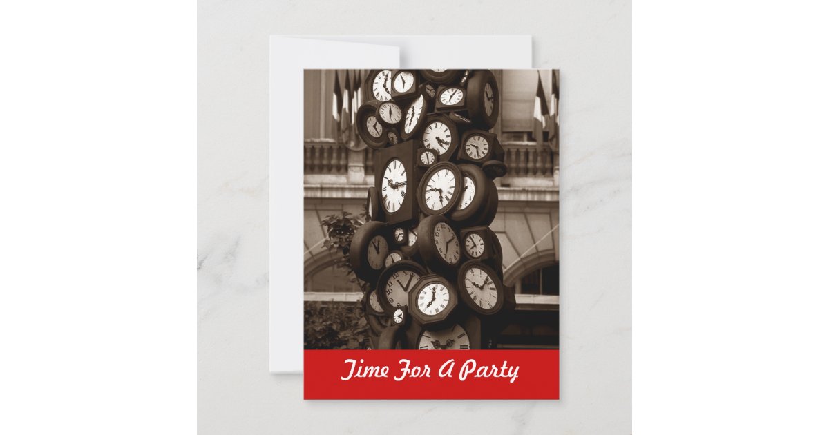 Celebrate Clocks Clock Time For A Party Invitation | Zazzle
