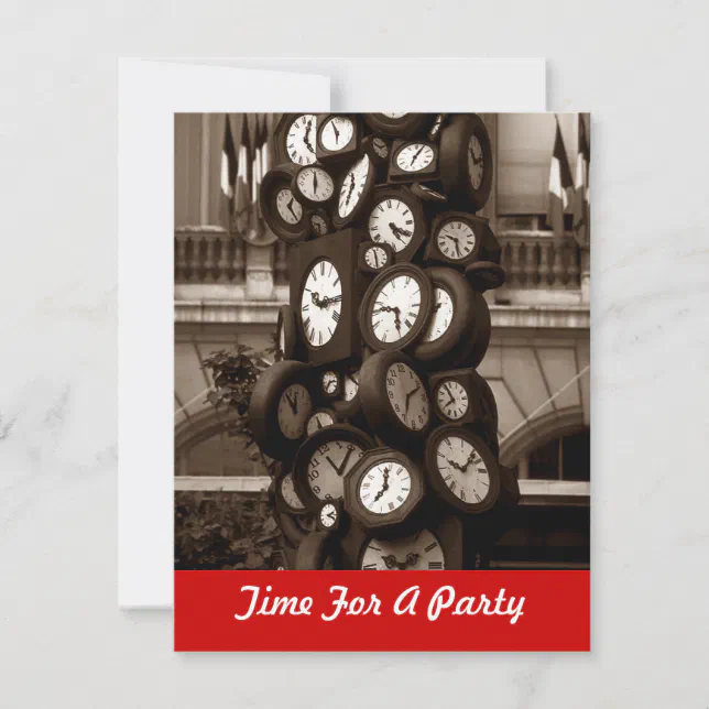 Celebrate Clocks Clock Time For A Party Invitation | Zazzle