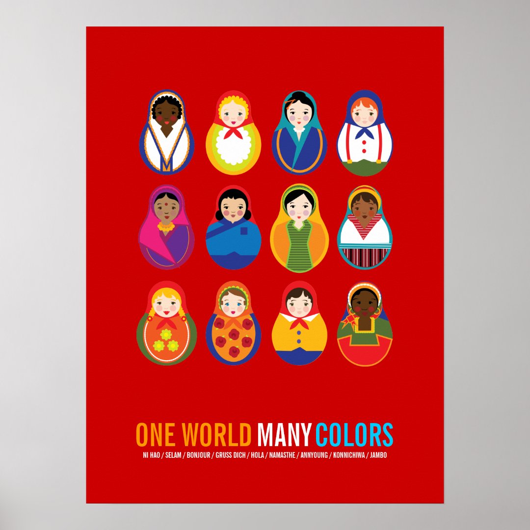 Celebrate Culture & Diversity One World Many Color Poster | Zazzle