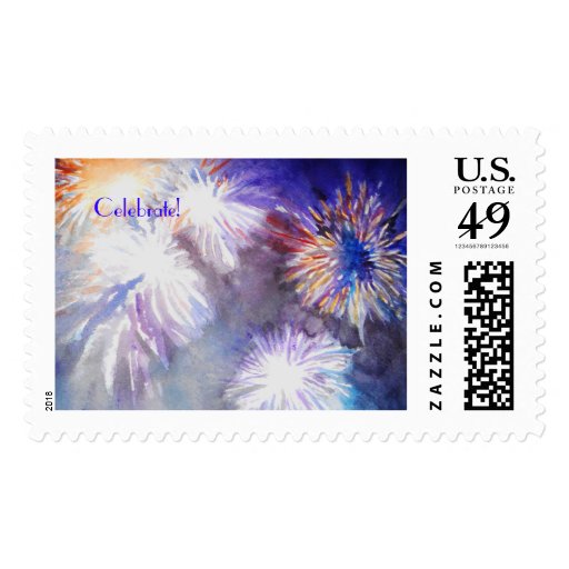 Celebrate Fireworks stamp | Zazzle