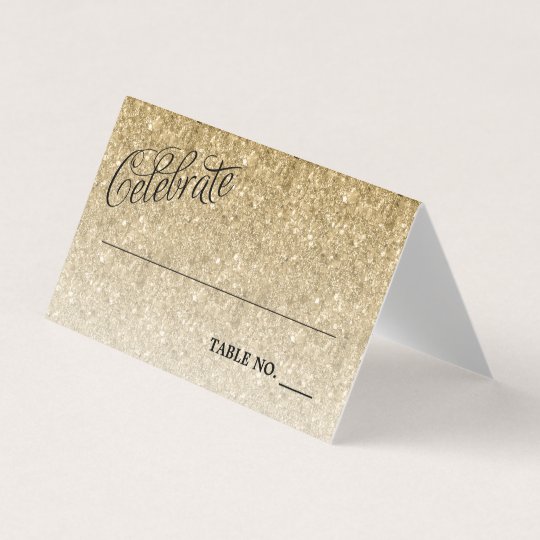 Celebrate Gold Glitter Personalized Place Card | Zazzle.com