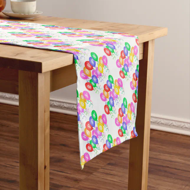 Celebrate Happy Birthday Short Table Runner | Zazzle