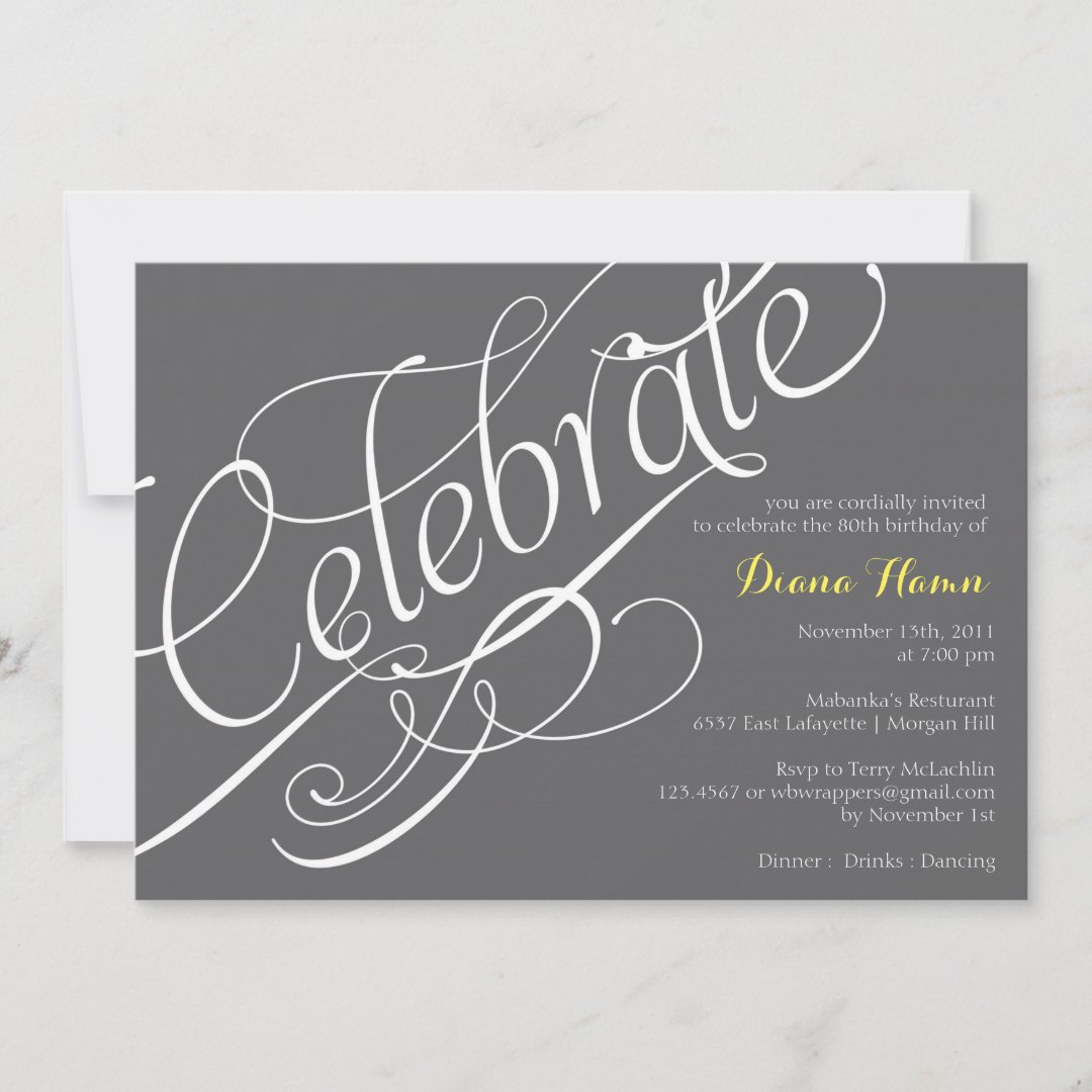 "CELEBRATE" Milestone Birthday or Event Invitation | Zazzle