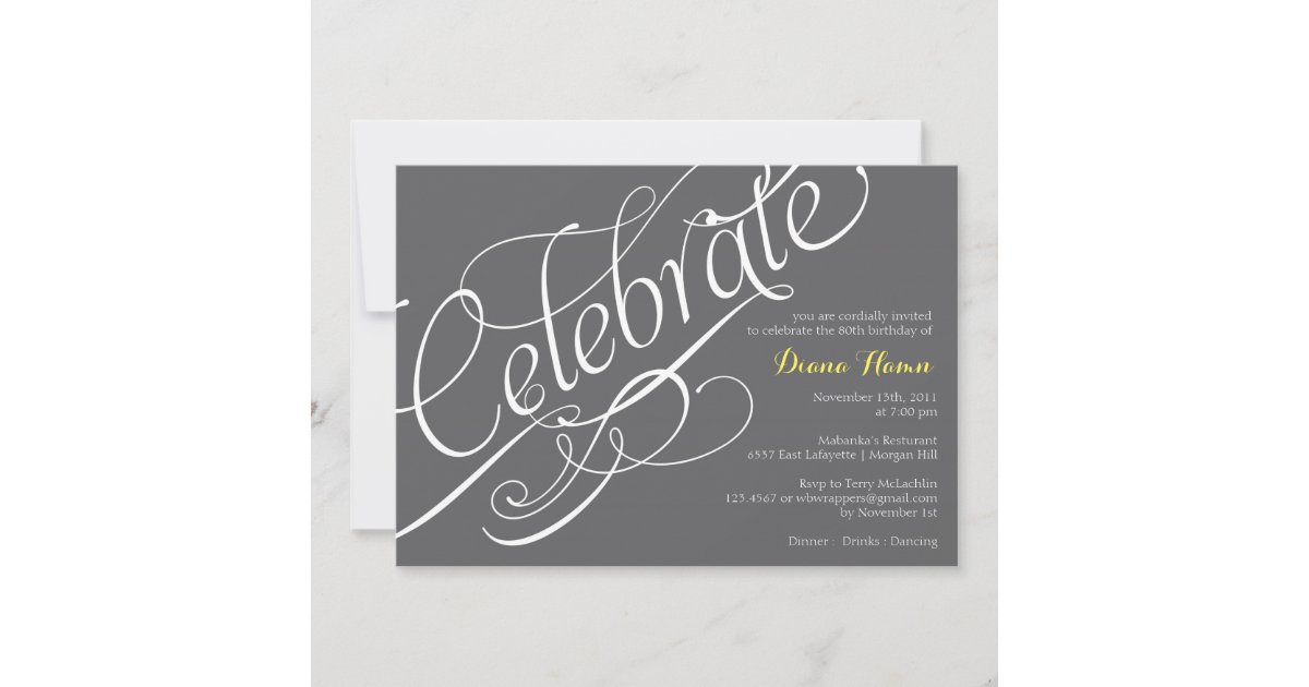 "CELEBRATE" Milestone Birthday or Event Invitation | Zazzle
