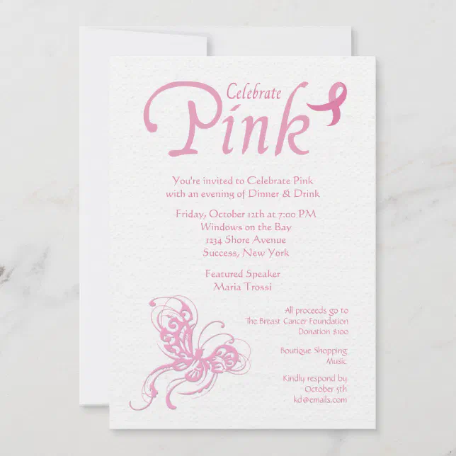 Celebrate Pink Breast Cancer Invitation | Zazzle