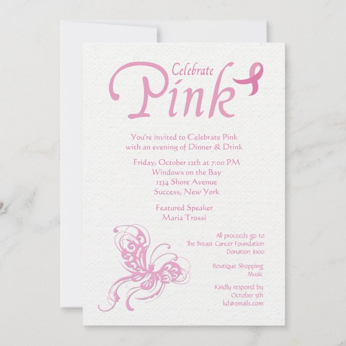 Celebrate Pink Breast Cancer Invitation | Zazzle.com
