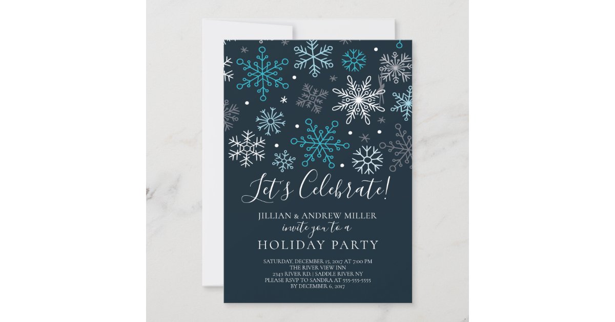 Celebrate Snowflakes Holiday Party Invitation | Zazzle