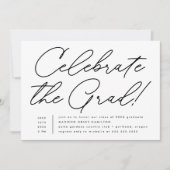 Celebrate the Grad Black Script Graduation Party Invitation | Zazzle