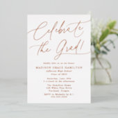 Celebrate the Grad Script Graduation Rose Gold Foil Invitation | Zazzle