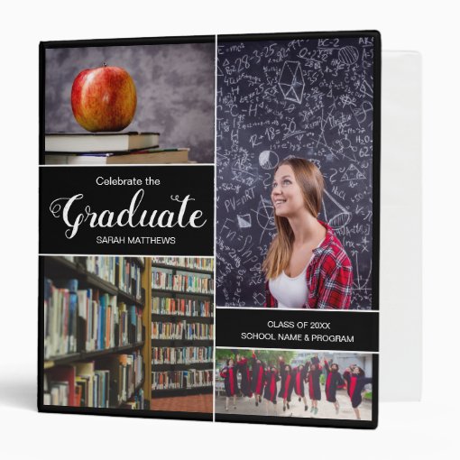 Celebrate the Graduate Personalized Photo Collage 3 Ring Binder | Zazzle