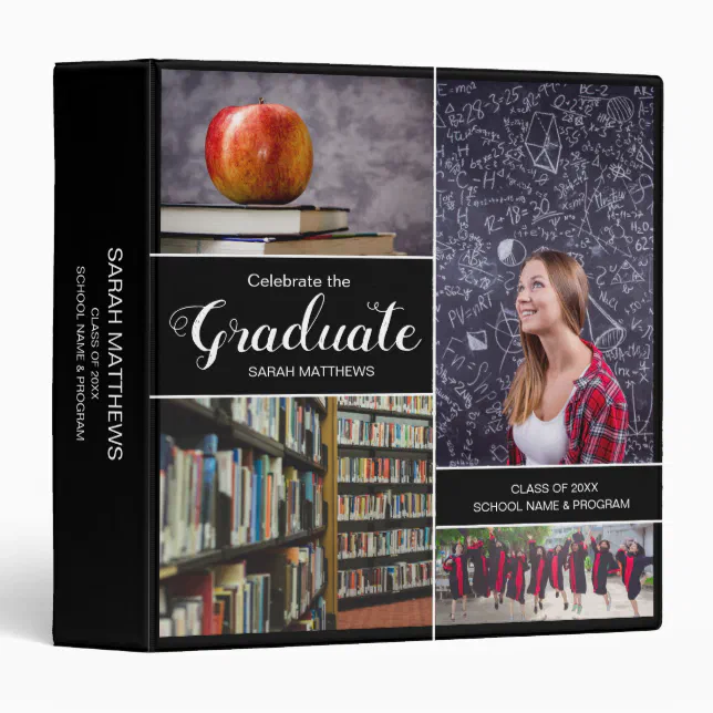 Celebrate the Graduate Personalized Photo Collage 3 Ring Binder | Zazzle