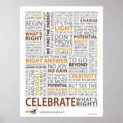 Celebrate What's Right Poster 18"x24" | Zazzle