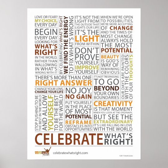 Celebrate What's Right Poster 18"x24" | Zazzle.com