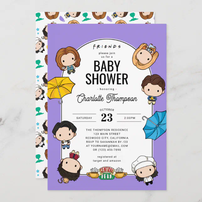 Celebrate with FRIENDS! Chibi Art Baby Shower Invitation | Zazzle