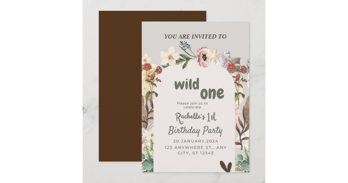 Celebrate With Us 1st birthday Wild flower Invitation | Zazzle