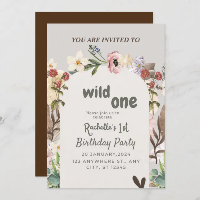 Celebrate With Us 1st birthday Wild flower Invitation | Zazzle