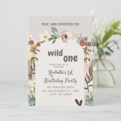 Celebrate With Us 1st birthday Wild flower Invitation | Zazzle