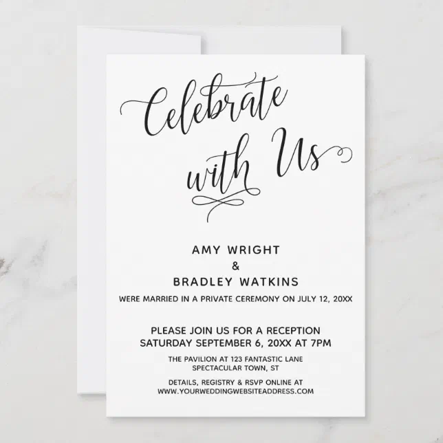 "Celebrate with Us" Elegant Post-Wedding Reception Invitation | Zazzle