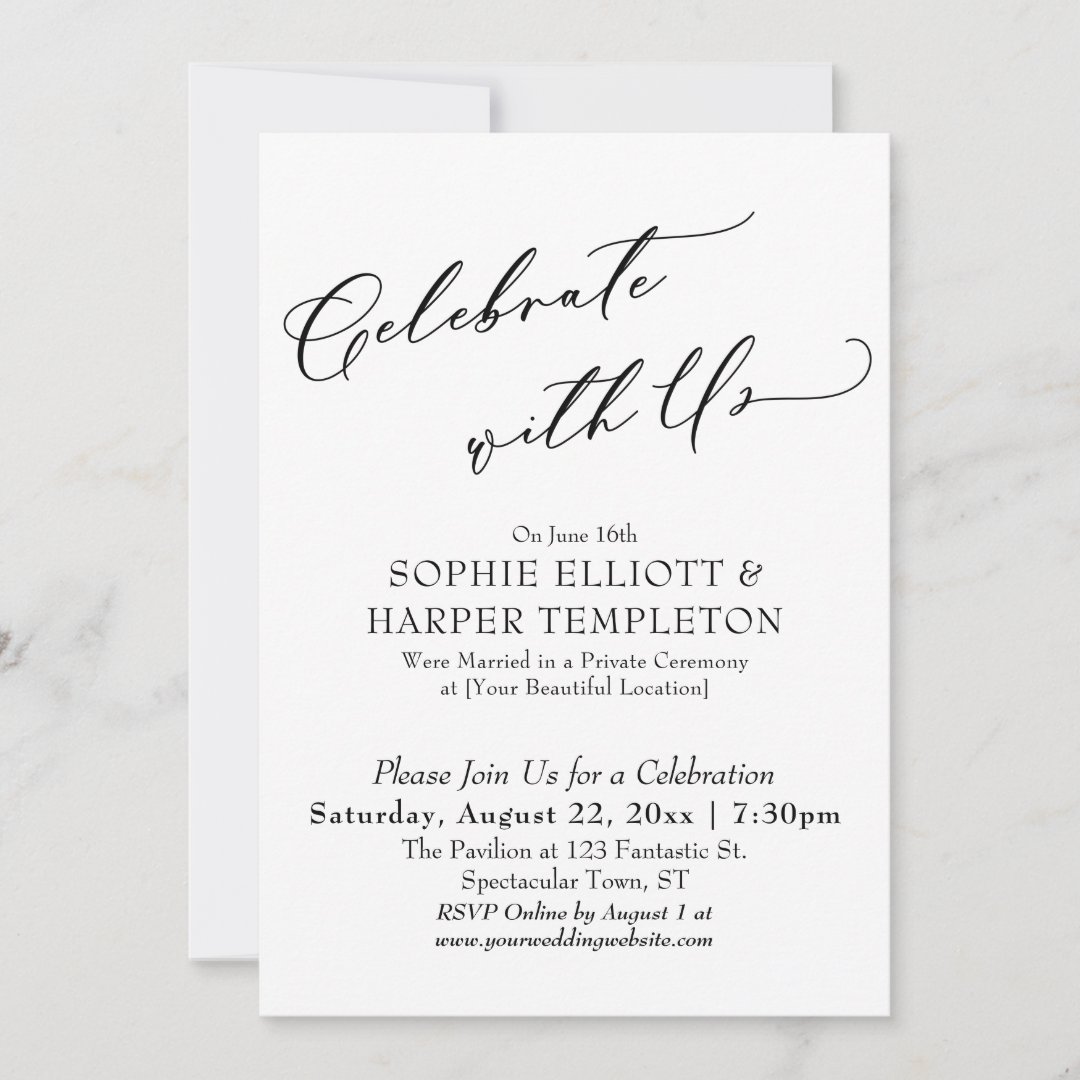 Celebrate with Us Pretty, Simple Reception Only Invitation | Zazzle