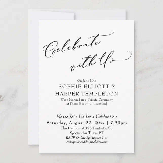 Celebrate with Us Pretty, Simple Reception Only Invitation | Zazzle
