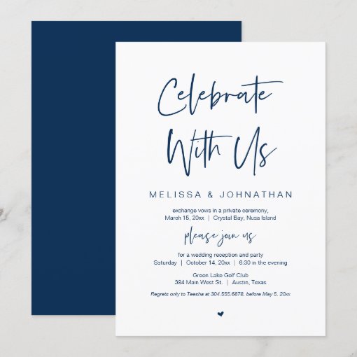 Celebrate with us, Wedding Elopement Party Invitation | Zazzle