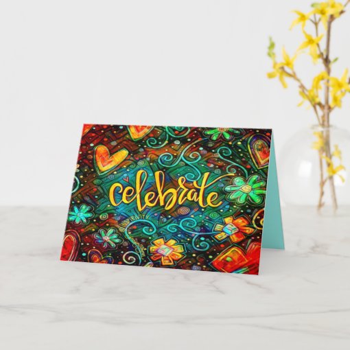 CelebrateFun Modern Colorful Cheerful Card | Zazzle