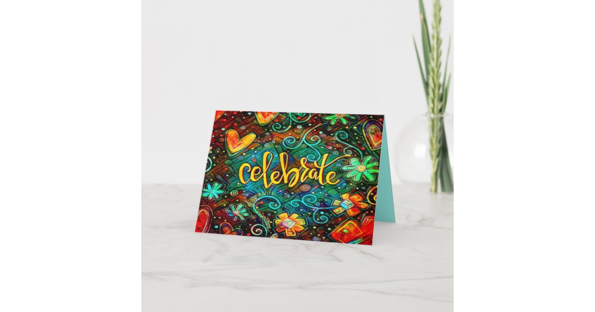 CelebrateFun Modern Colorful Cheerful Card | Zazzle