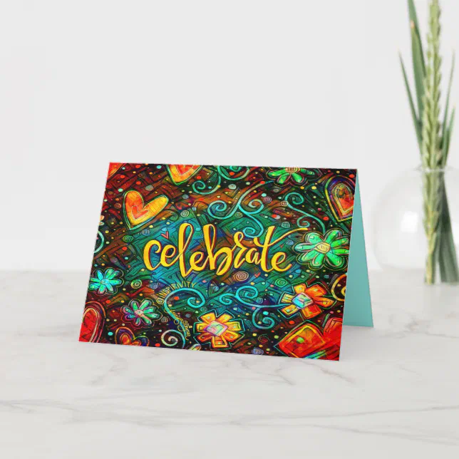 CelebrateFun Modern Colorful Cheerful Card | Zazzle
