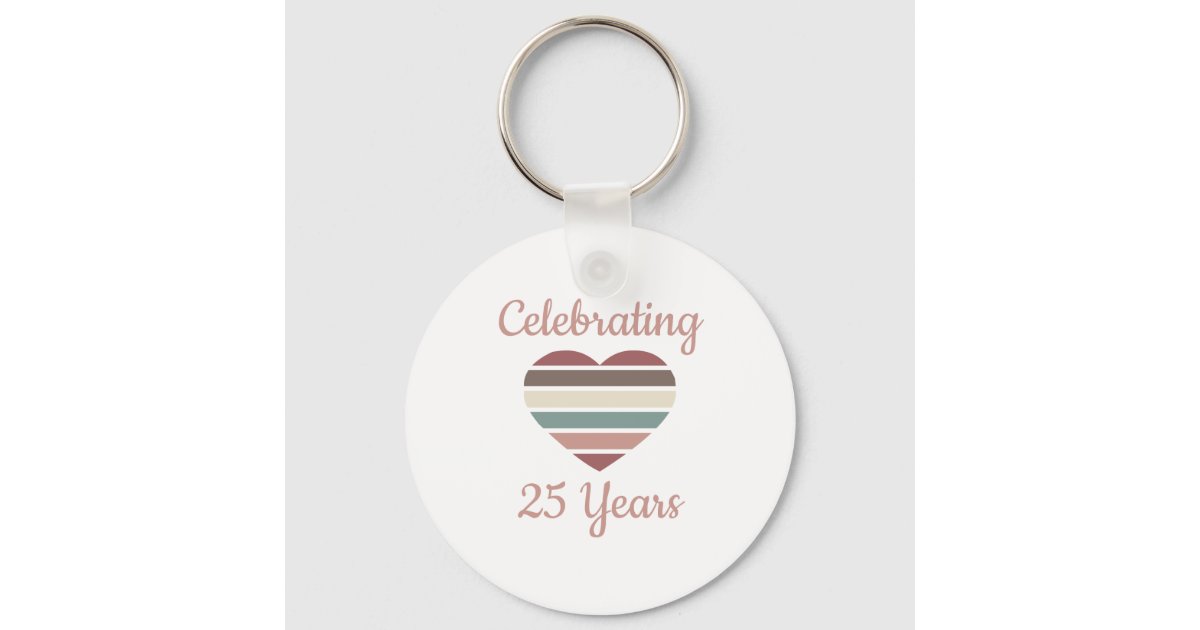 Celebrating 25th Wedding Anniversary Keychain | Zazzle