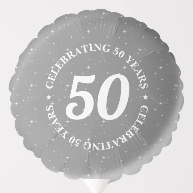 Celebrating 50 Years Fifty 50th Birthday Silver Balloon | Zazzle