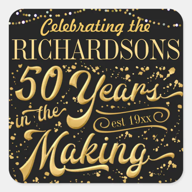 Celebrating 50 Years in the Making (50th Anniv) Square Sticker | Zazzle