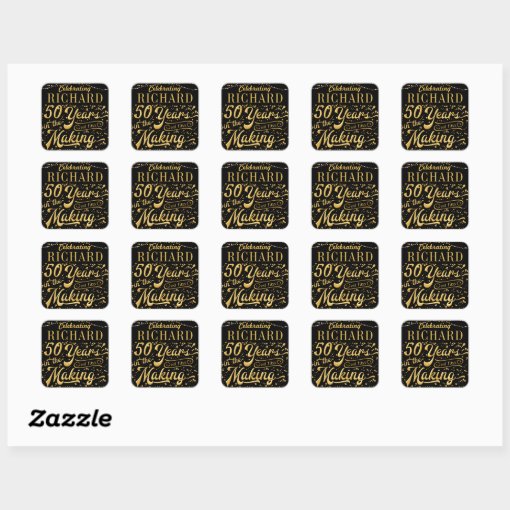 Celebrating 50 Years in the Making (50th Birthday) Square Sticker | Zazzle