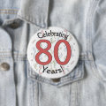 Celebrating 80 years confetti birthday huge button | Zazzle