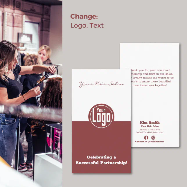 Celebrating a Partnership Hair Stylist Thank You Business Card | Zazzle