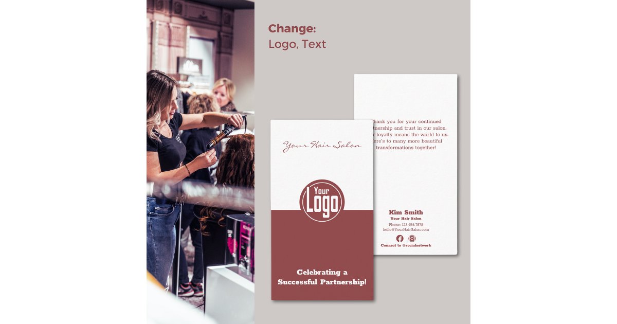 Celebrating a Partnership Hair Stylist Thank You Business Card | Zazzle