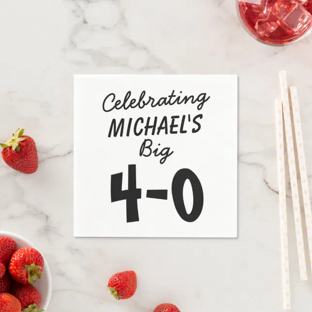 Celebrating Big 40th Birthday Black Typography Napkins | Zazzle