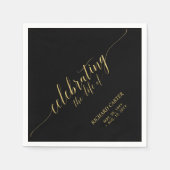 Celebrating Life | Elegant Gold Script Memorial Napkins | Zazzle
