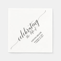 Celebrating Life | Elegant Script Memorial Funeral Napkins | Zazzle