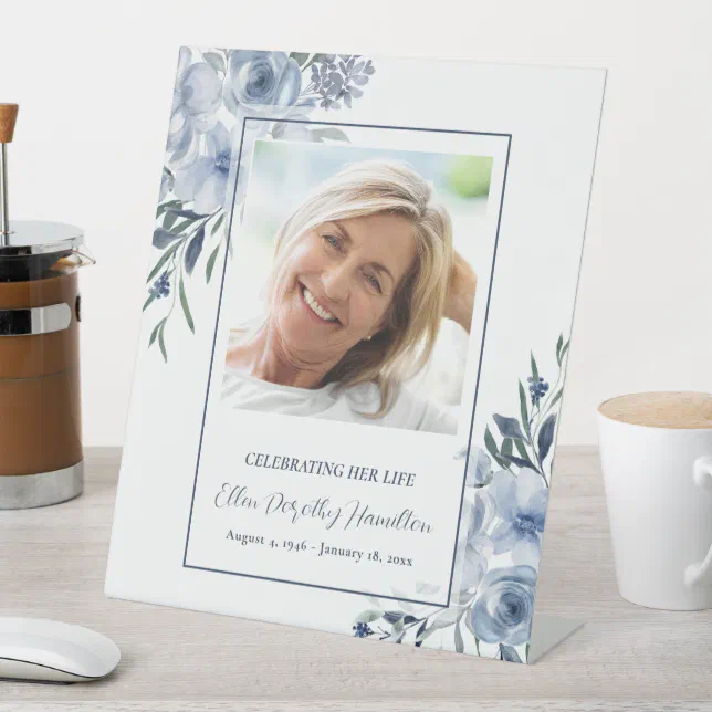 Celebrating Life Memorial Service Photo Pedestal Sign | Zazzle