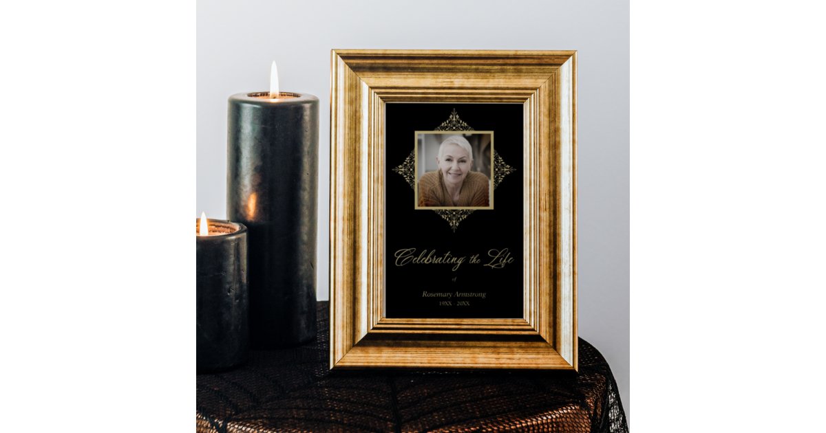 Celebrating Life Whimsical Script Photo Funeral Poster | Zazzle