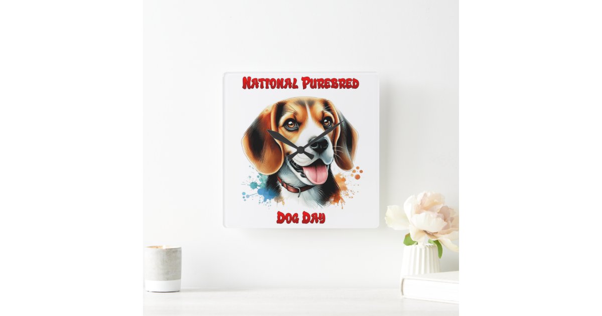 Celebrating National Purebred Dog Day With Beagle Square Wall Clock ...