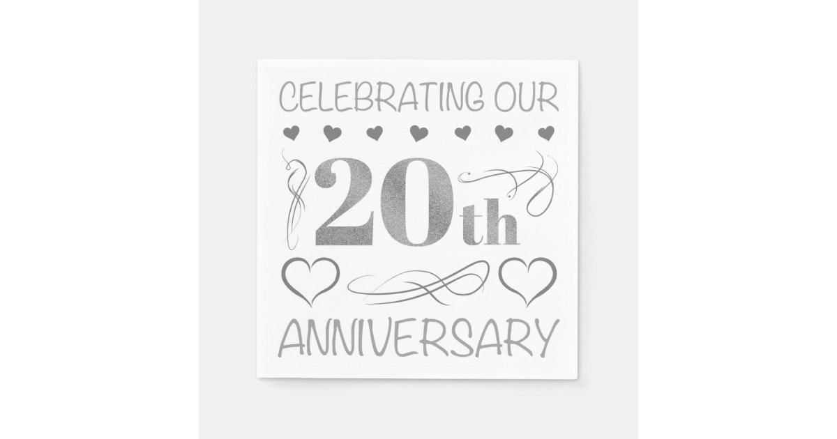 Celebrating Our 20th Anniversary Napkins | Zazzle