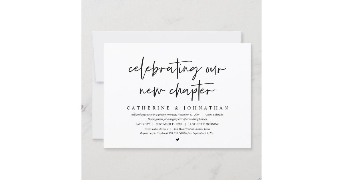 Celebrating Our New Chapter, Elopement Brunch Invitation | Zazzle